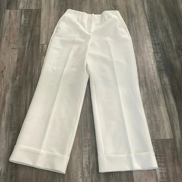 Zara | Pants & Jumpsuits | Zara Cuffed Wide Leg Work Pants With Pockets ...